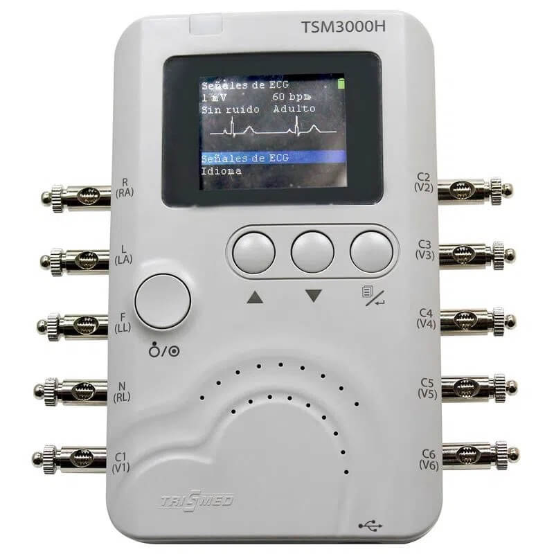 Simulador ECG de 12 derivaciones, marca Trismed, TIS-TSM3000